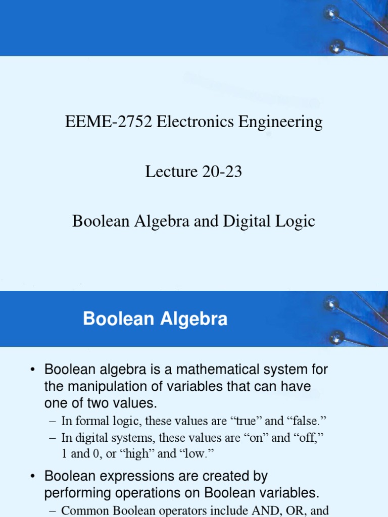 Boolean Algebra | PDF | Logic Gate | Boolean Algebra