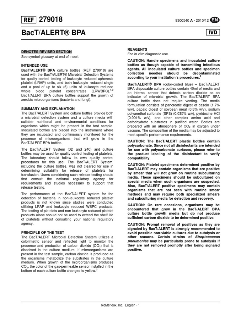 Bact Alert | PDF | Growth Medium | Platelet