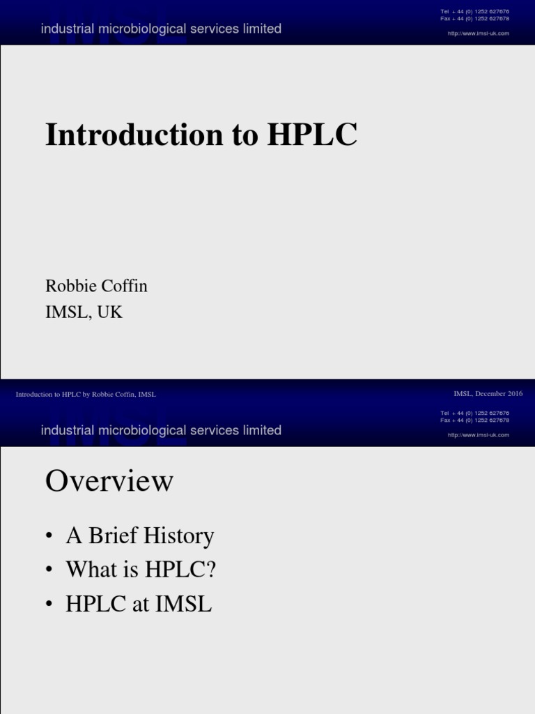 Introduction To HPLC December 2016 | PDF | High Performance Liquid ...