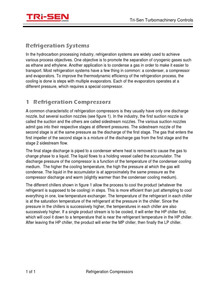 Refrigeration Systems: Tri-Sen Turbomachinery Controls | PDF ...
