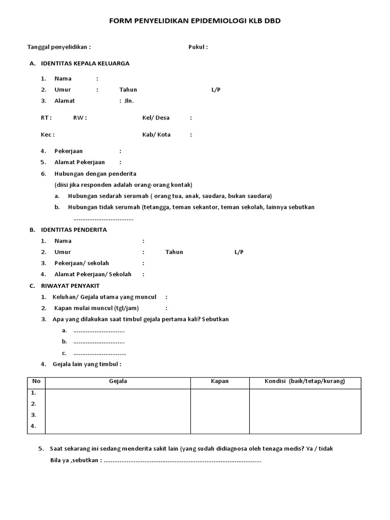 Formulir Penyelidikan DBD | PDF