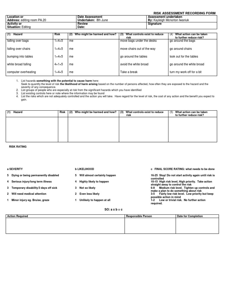 Risk Assessment Template PA.20 | PDF | Risk Assessment | Risk