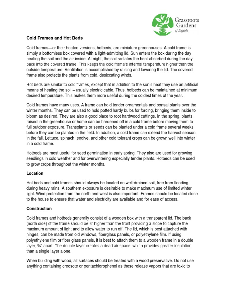 Cold Frames and Hot Beds | PDF | Horticulture And Gardening | Building ...