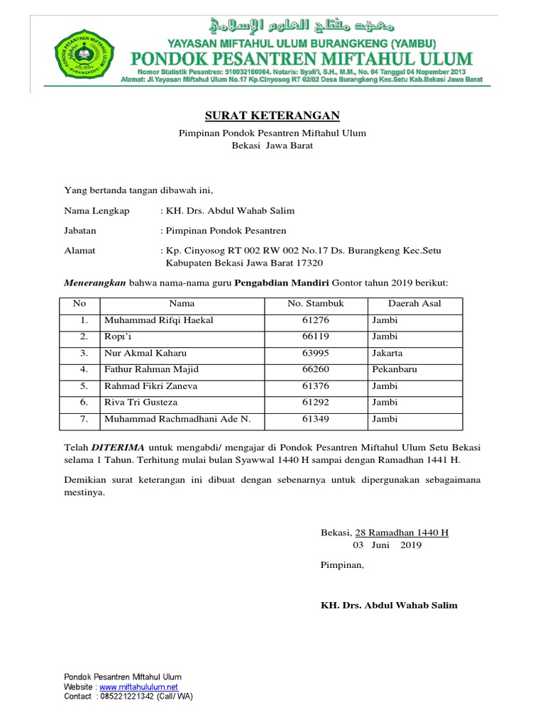 Surat Keterangan Guru Pengabdian | PDF