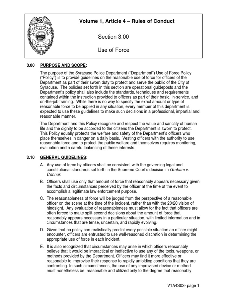 Use of Force | PDF | Use Of Force | Reasonable Person