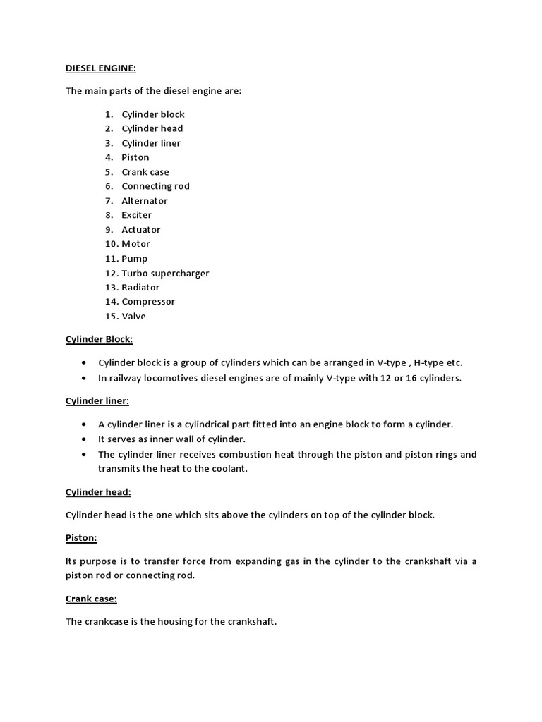 Microsoft Word - Diesel Engine | PDF | Turbocharger | Cylinder (Engine)