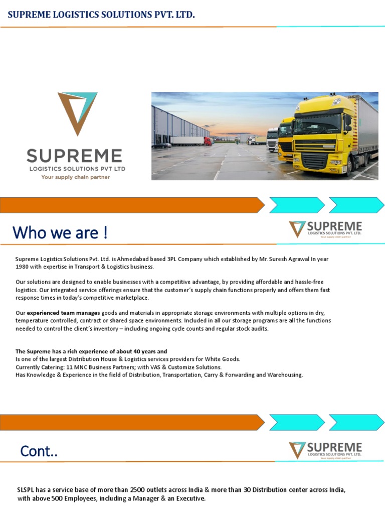 Company-Profile Supreme Logistics | PDF | Warehouse | Transport