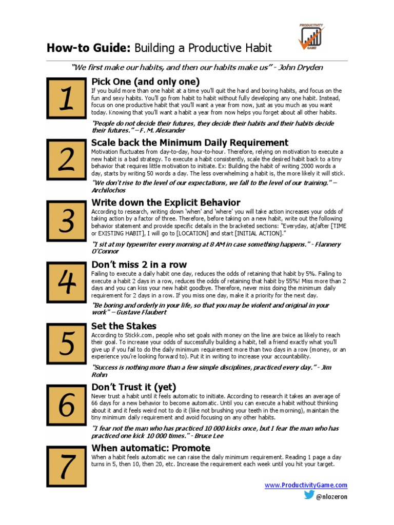 Building A Productive Habit | PDF | Habits | Motivation