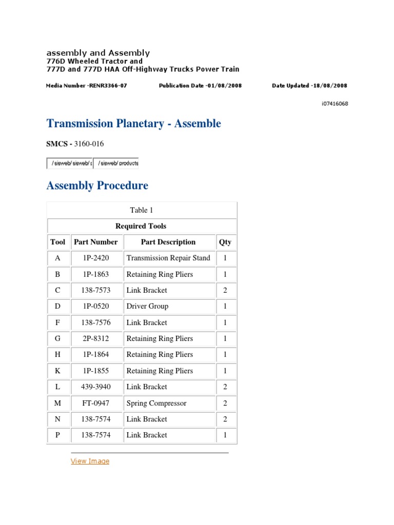 Assembly Transmission 777D | PDF | Clutch | Bearing (Mechanical)