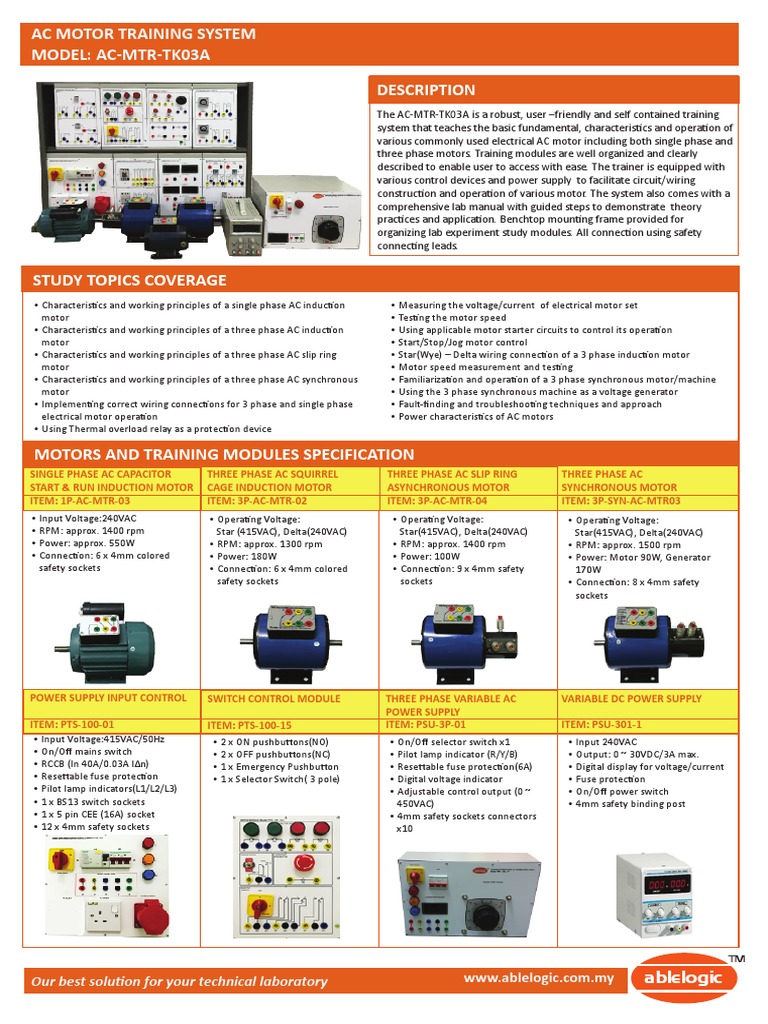 AC Motor Training System | PDF | Electric Motor | Relay