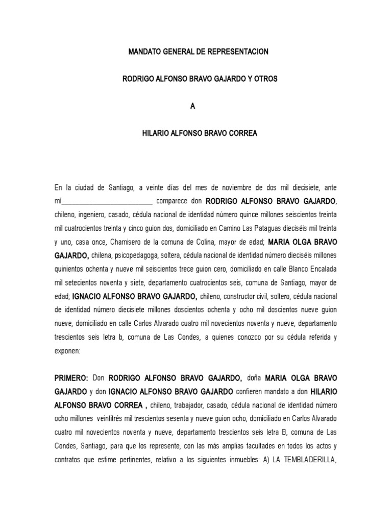 Mandato General de Representacion | PDF | Derecho privado | Gobierno