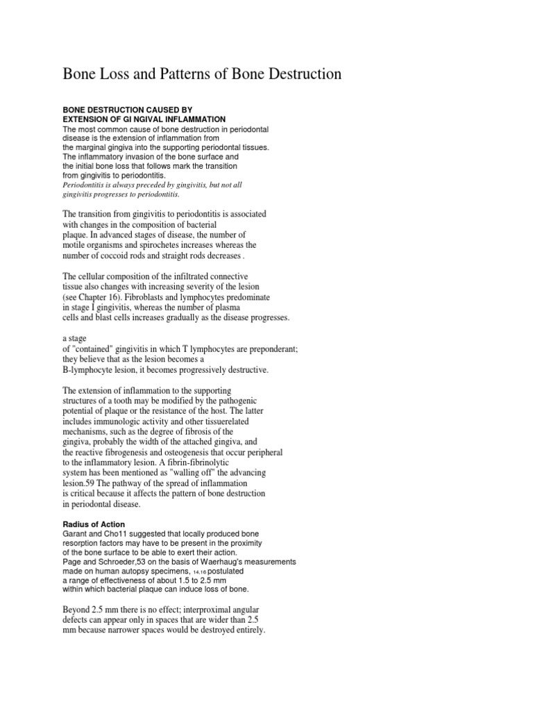 Bone Loss and Patterns of Bone Destruction | PDF | Inflammation | Mouth