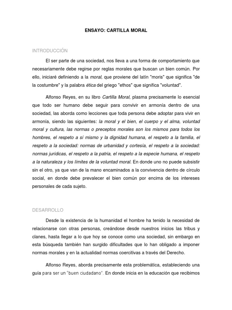 Ensayo Cartilla Moral | PDF | Moralidad | Derecho penal