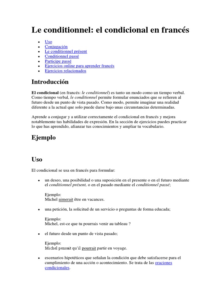 Le Conditionnel & Futuro | PDF | Verbo | Objeto (gramática)