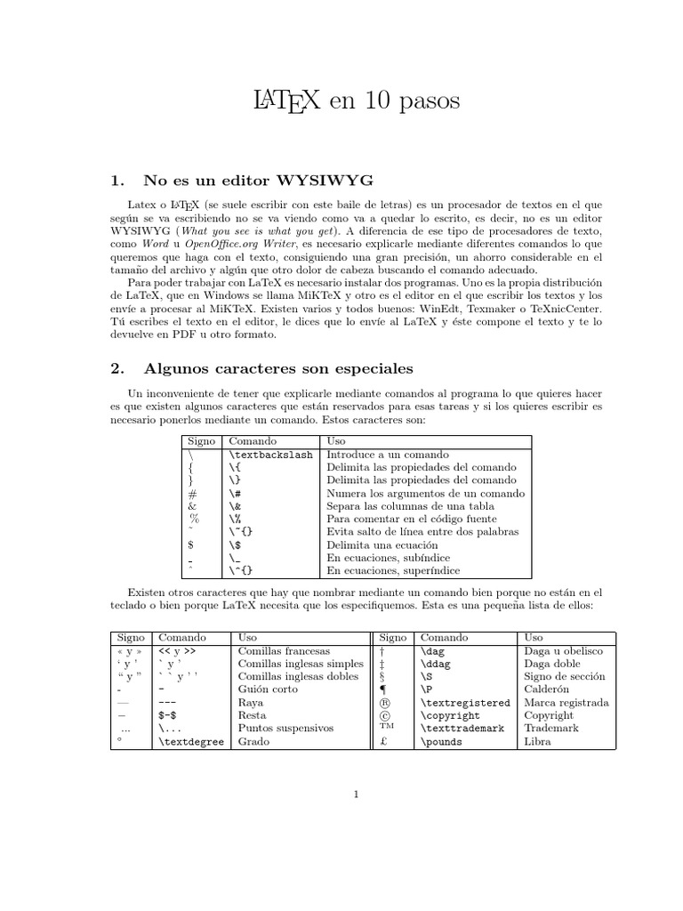 Latex en 10 Pasos | PDF | Estructura de datos de matriz | Procesador de ...