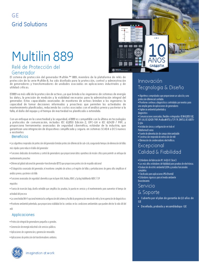 Datasheet ES - Rele de Proteccion - GE MULTILIN 889 | PDF | Ingeniería ...