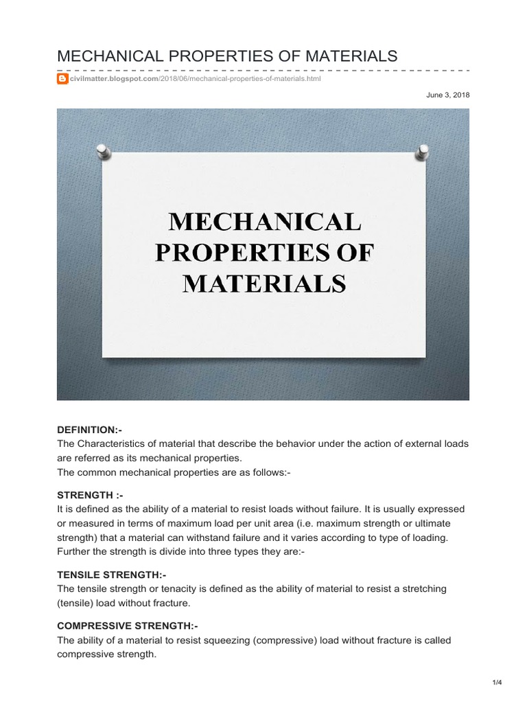 Mechanical Properties of Materials | PDF | Strength Of Materials | Fracture