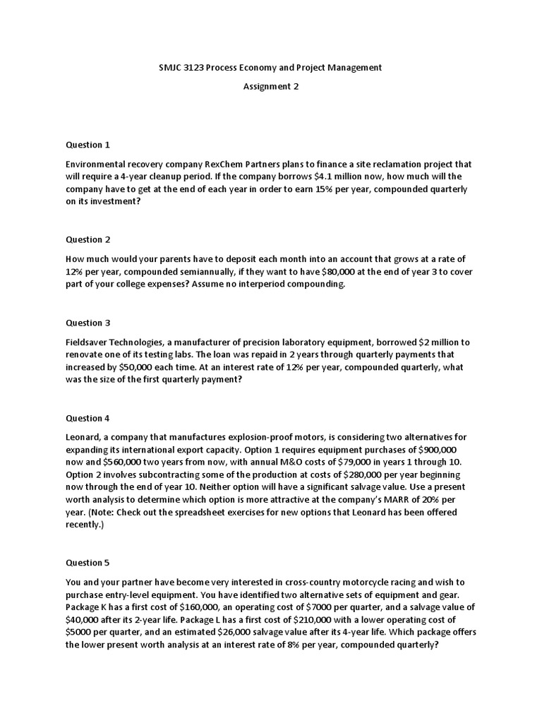 Assignment 2 | PDF | Interest | Economies