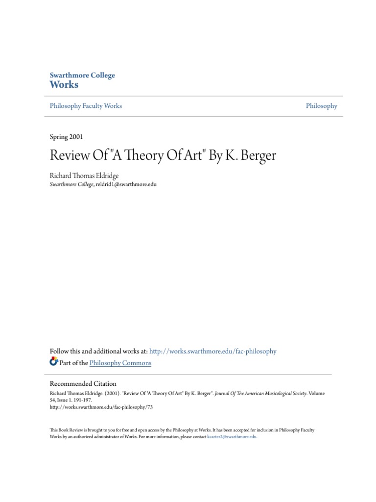 Richard Thomas Eldridge - Review of A Theory of Art by Karol Berger ...