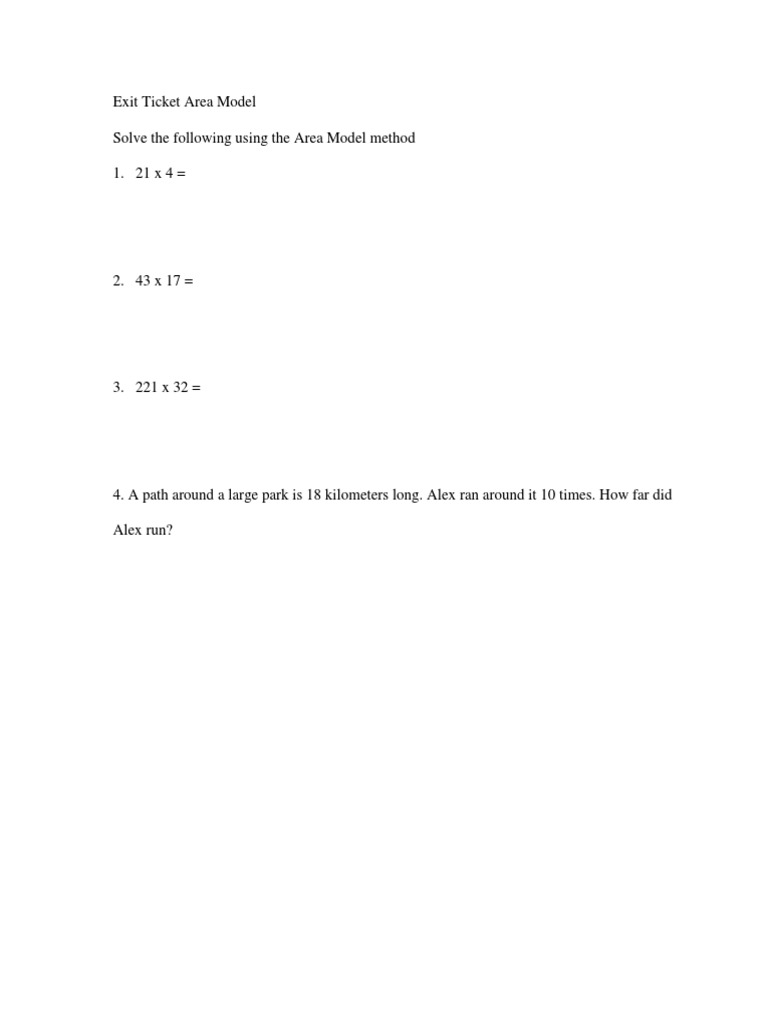 Exit Ticket Area Model | PDF