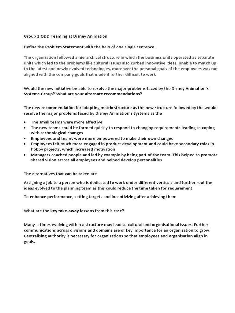 Group 1 - Section - B - Teaming at Disney Animation | PDF