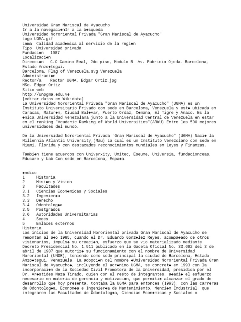 Universidad Gran Mariscal de Ayacucho | PDF | Academia | Instituciones ...