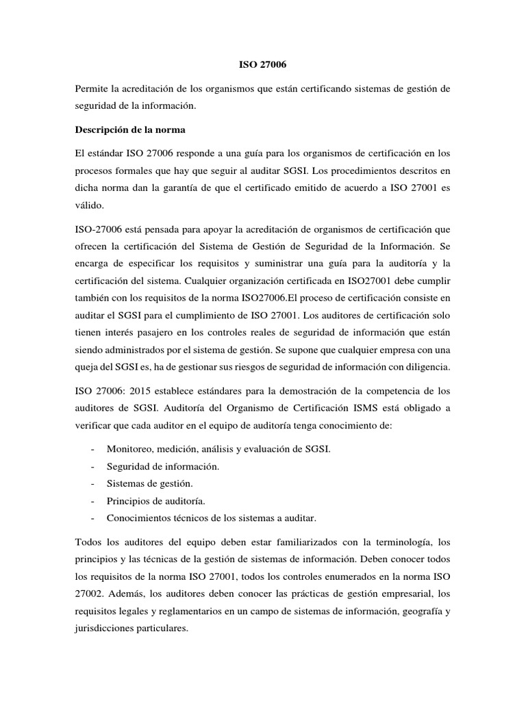 Iso 27006 | PDF | Seguridad de información | Auditoría