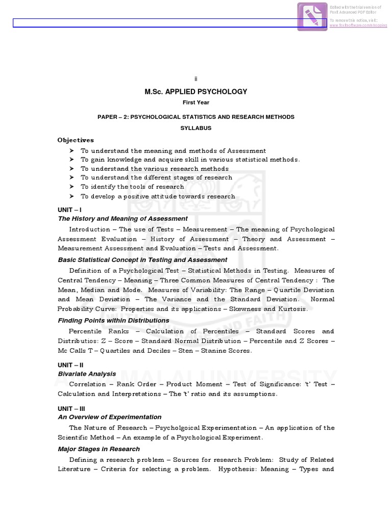 Psychological Statistics and Research Methods | PDF | Mental Disorder ...