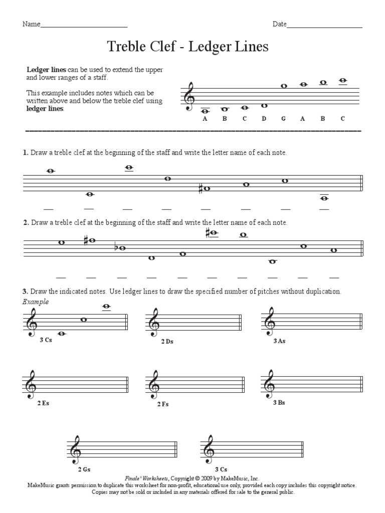 Ledger Lines and Notes Worksheet | PDF | Notation | Government Information