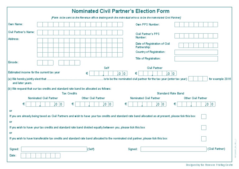 Civil Partner Election Form | PDF | Tax Credit | Taxes
