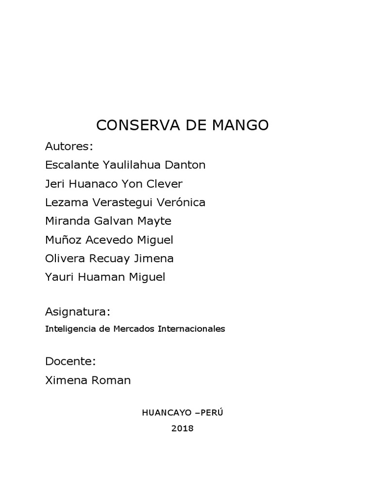 Conserva De Mango Word Pdf Lentes Mango