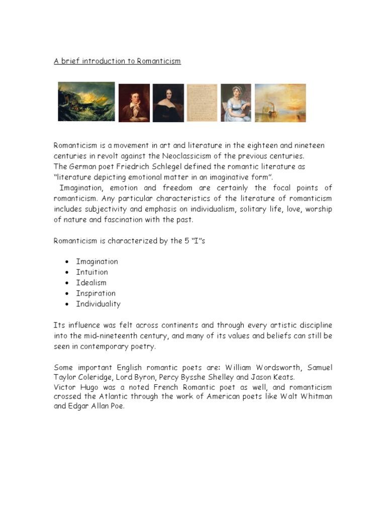Overview of Romanticism in Literature | PDF | Romanticism | English ...