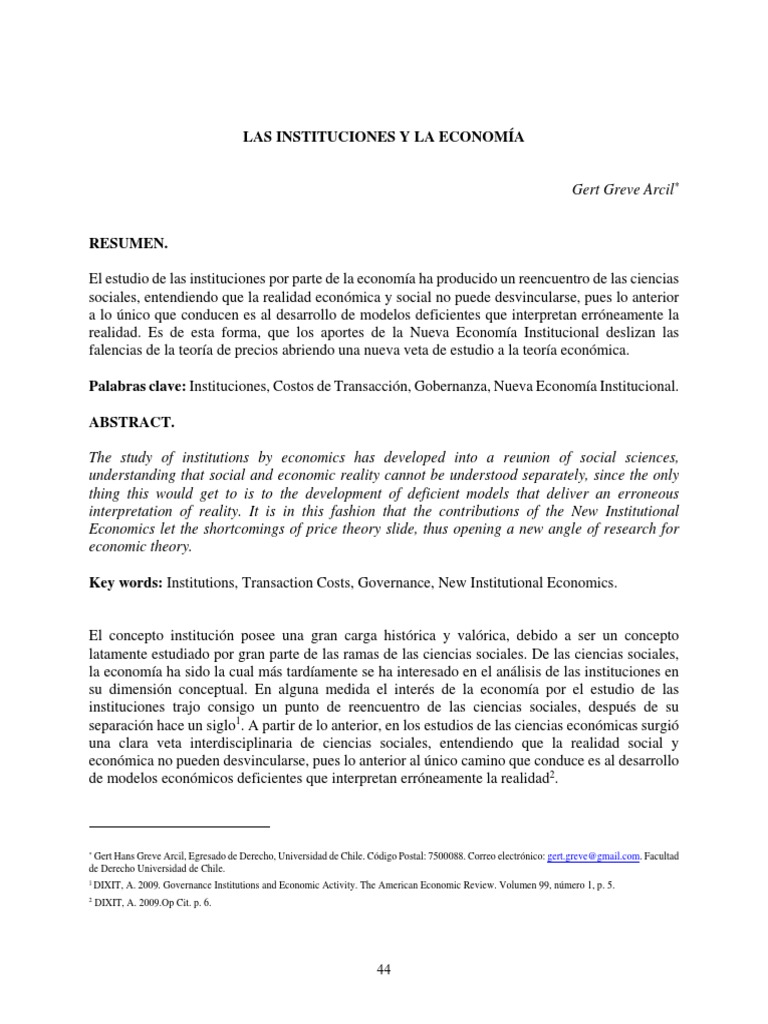 Greve ARCIL Instituciones y Economía PDF | PDF | Institución | Racionalidad