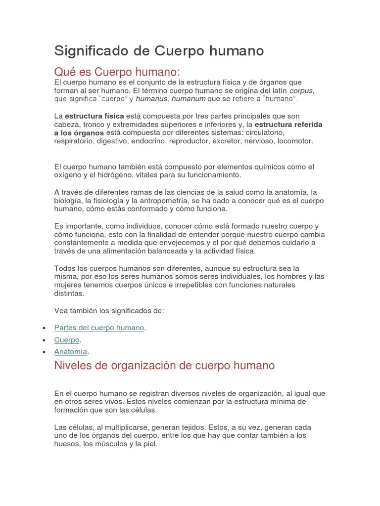 Significado de Cuerpo Humano | PDF | Cuerpo humano | Sangre