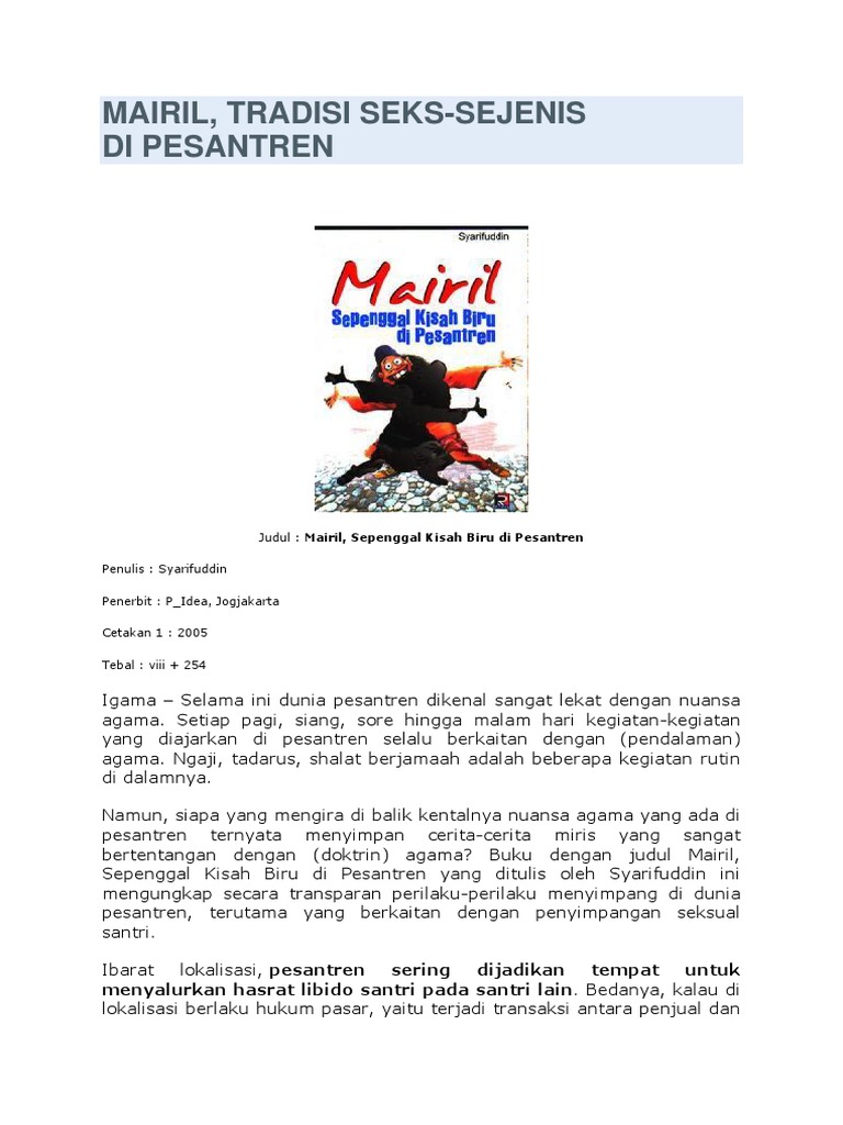 Mairil Tradisi Seks Sejenis Di Pesantren by Zamaahsari A Ramzah PDF | PDF