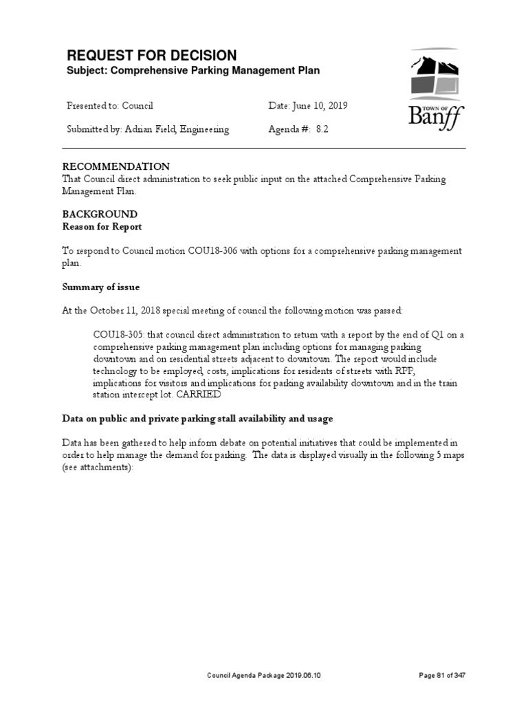 Town of Banff - Proposed Comprehensive Parking Management Plan | PDF ...