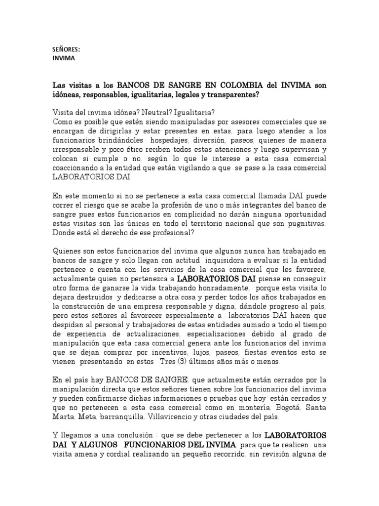 Carta Al Invima | PDF | Colombia | Gobierno
