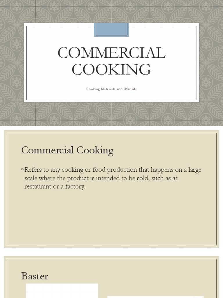 Commercial Cooking Tools Guide | PDF