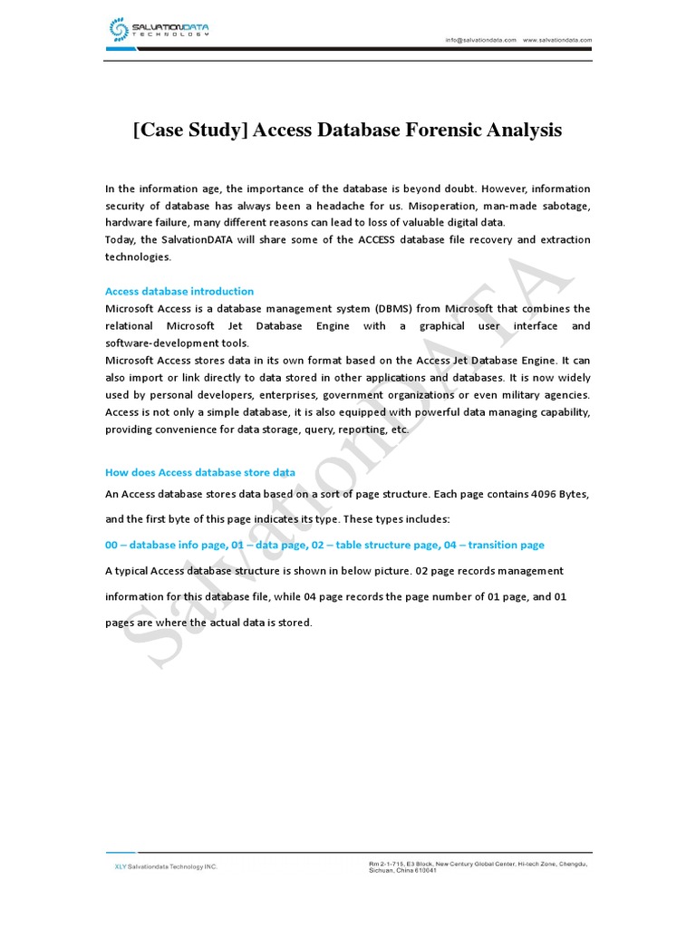 (Case Study) Access Database Forensic Analysis | PDF | Microsoft Access ...