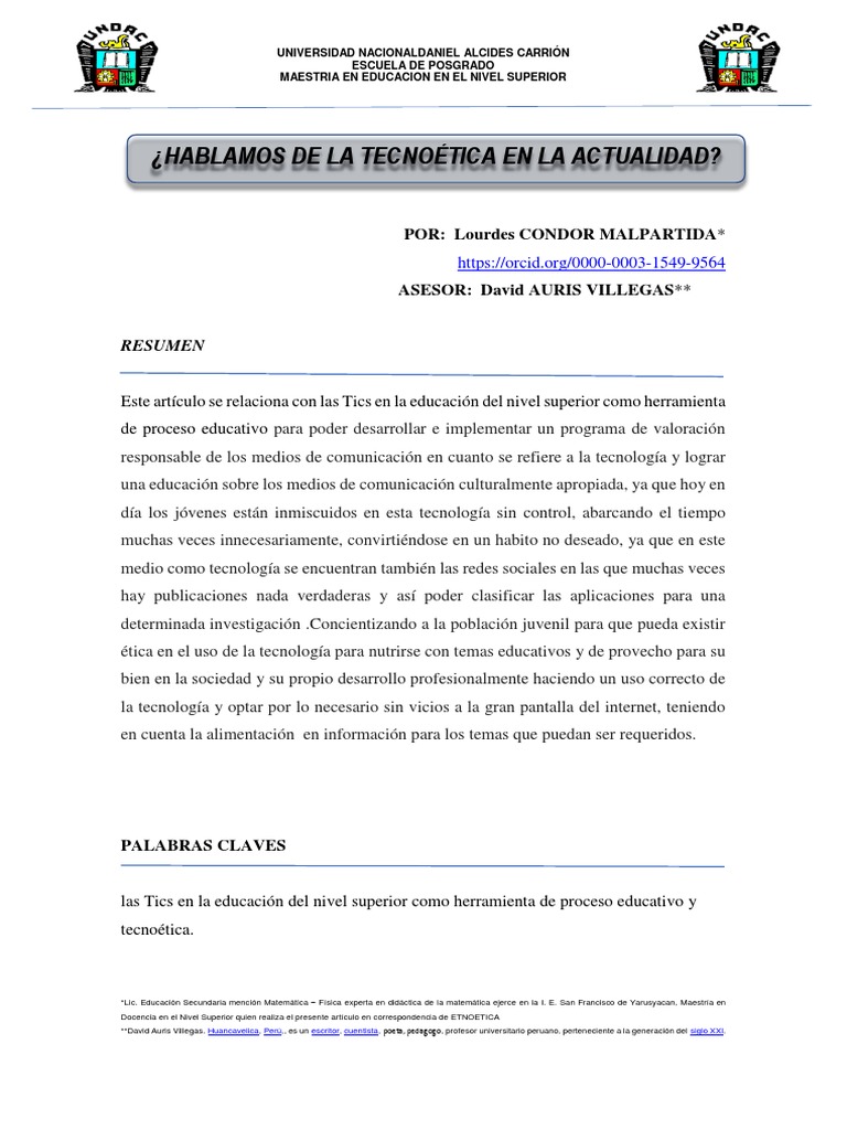 ¿Hablamos de La Tecnoetica en La Actualidad | PDF | Bioética | Perú