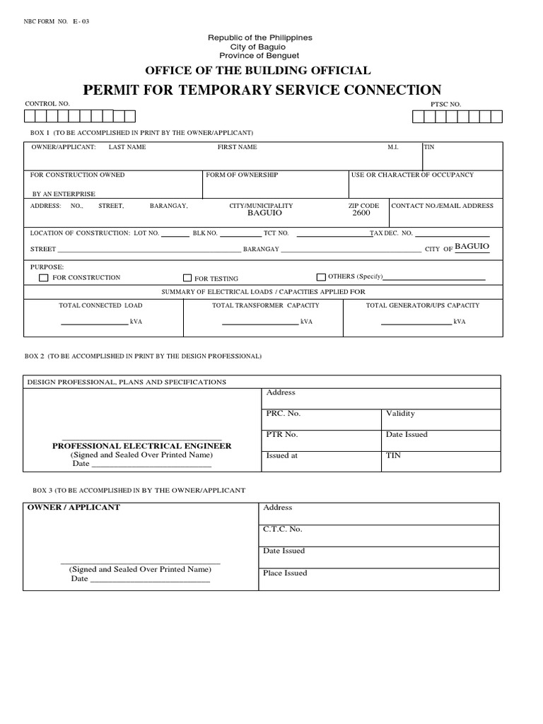 Temporary Electrical Service Permit | PDF | Government | Business
