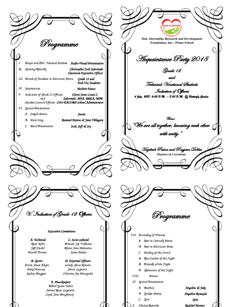 Programme: Acquaintance Party 2018 | PDF