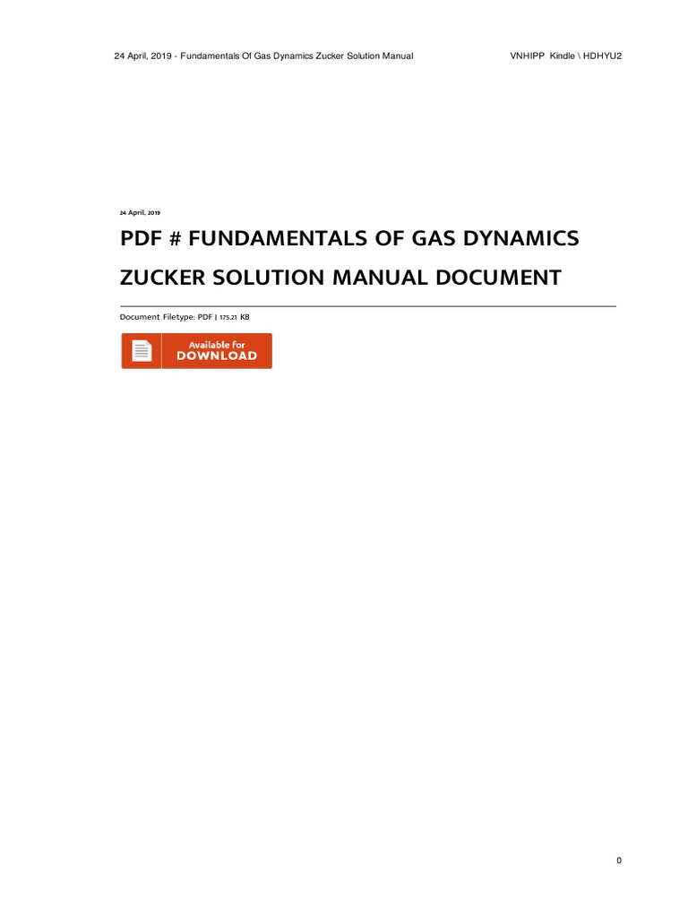 Fundamentals of Gas Dynamics Zucker Solution Manual | PDF | Compressible Flow | Gases