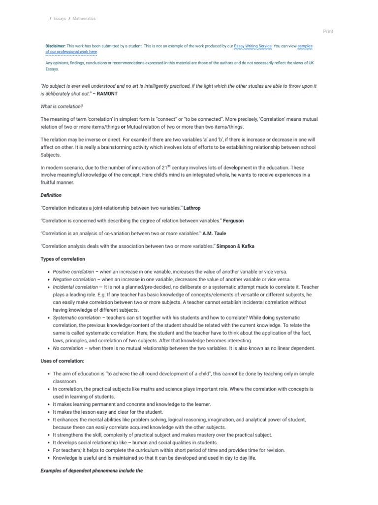 Correlation of Mathematics With Other Subjects | PDF | Science | Physics