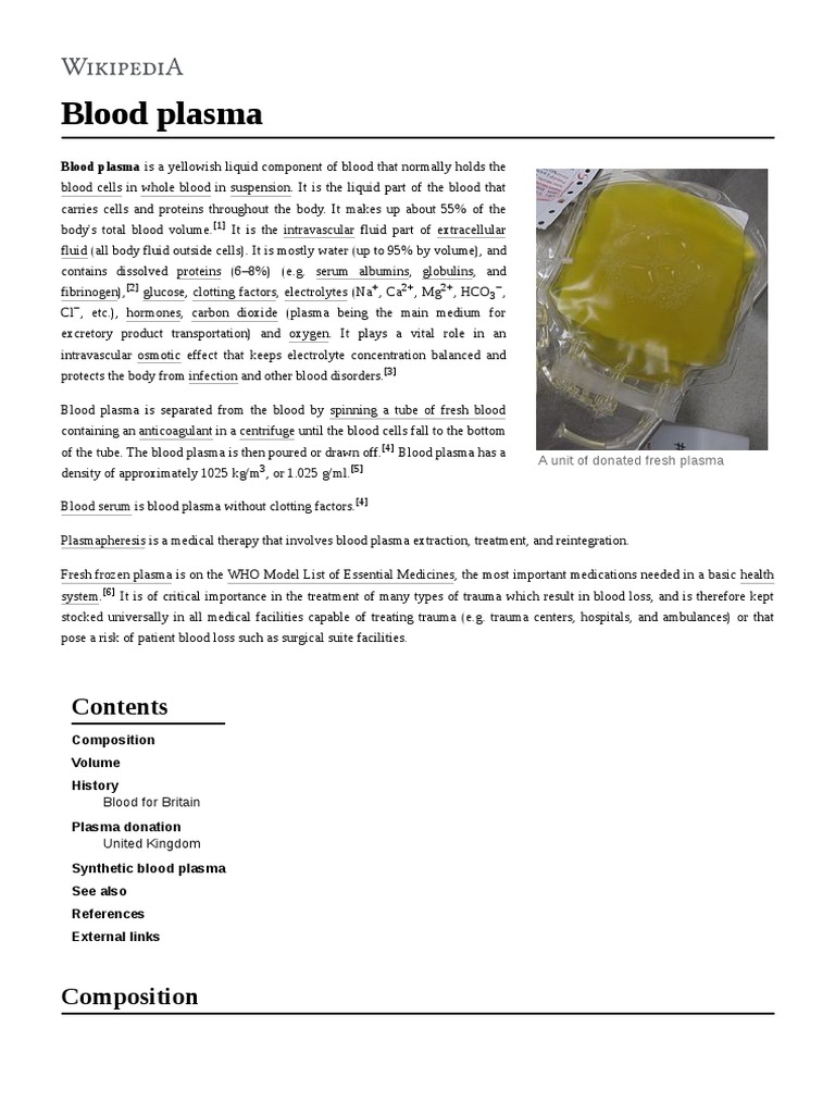 Blood Plasma | PDF | Blood Plasma | Hematology