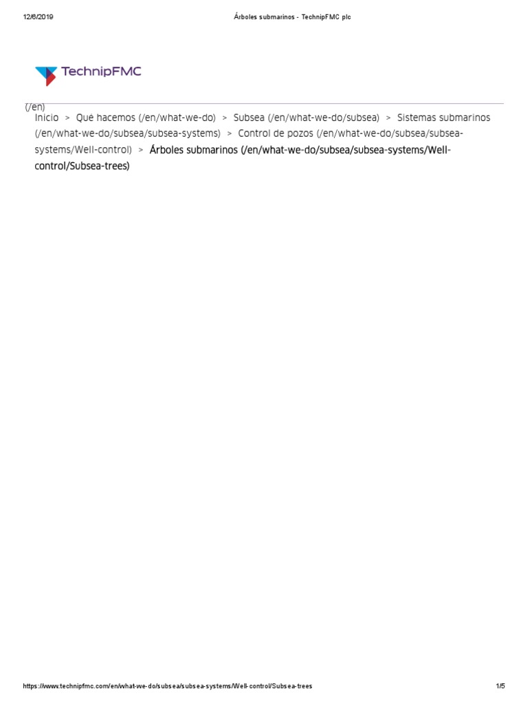 Árboles Submarinos - TechnipFMC PLC | PDF | Submarinos | Controlador lógico programable