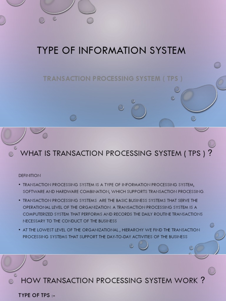 Type of Information System | PDF | Financial Transaction | Data Management