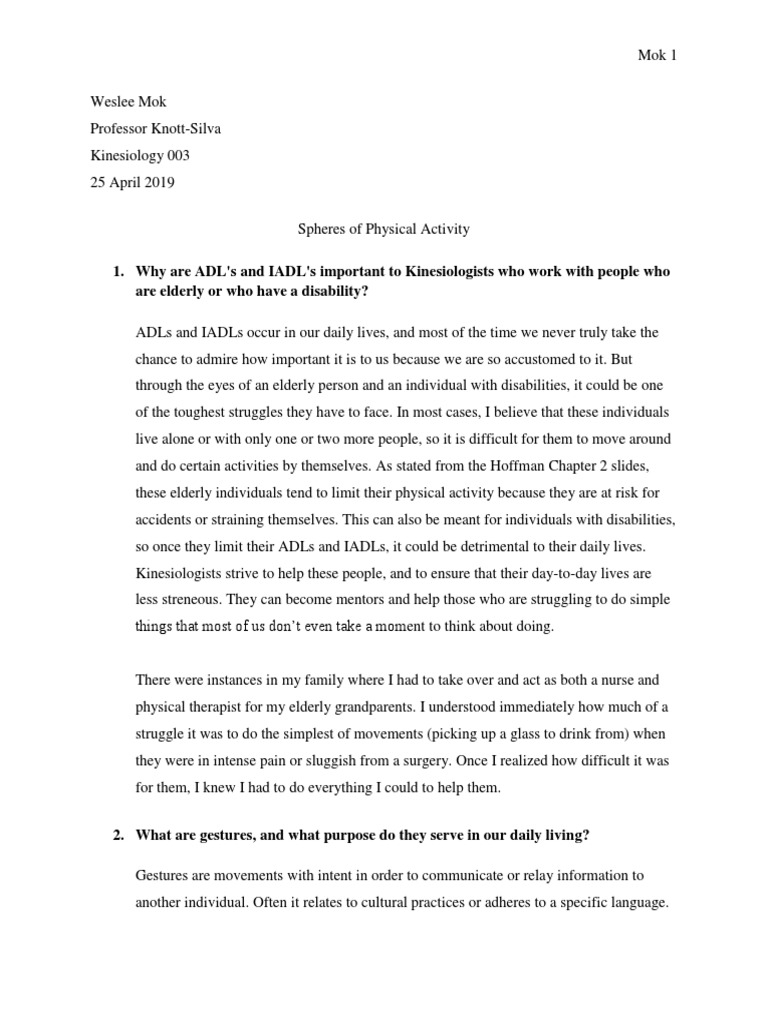 Spheres of Physical Activity | PDF | Gesture | Psychology