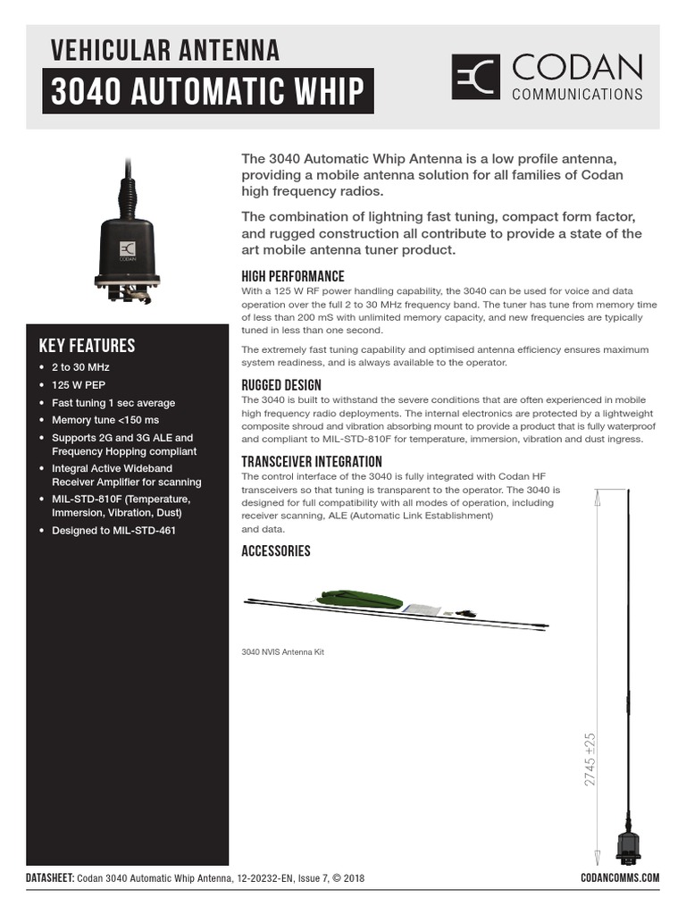 Codan 12 20232 en 7 3040 Automatic Whip Antenna | PDF | High Frequency ...