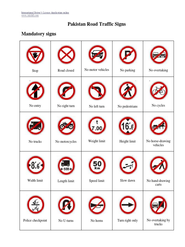 Pakistan Road Traffic Signs PDF | PDF | Traffic | Intersection (Road)